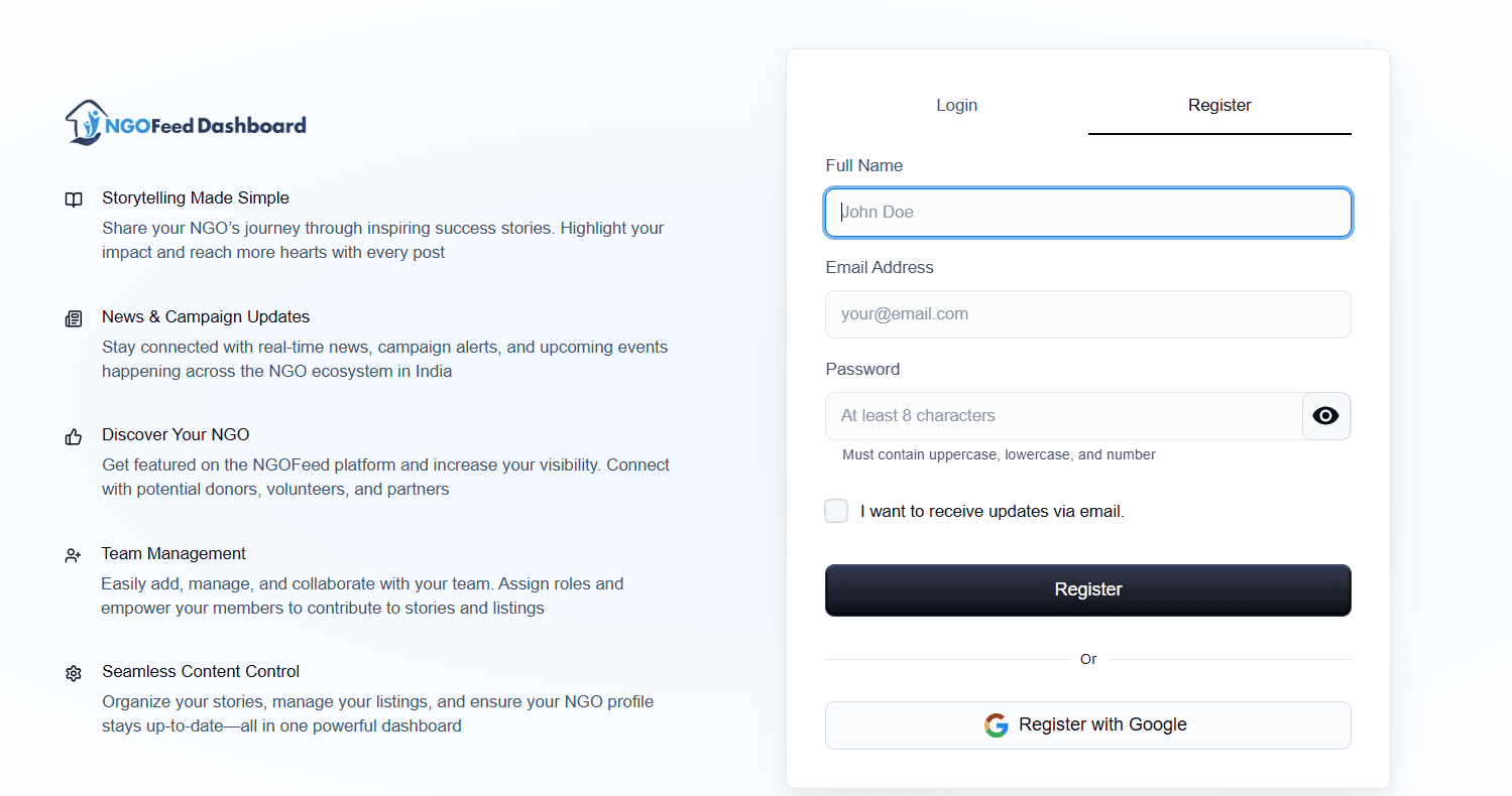 NGOFeed Dashboard Documents